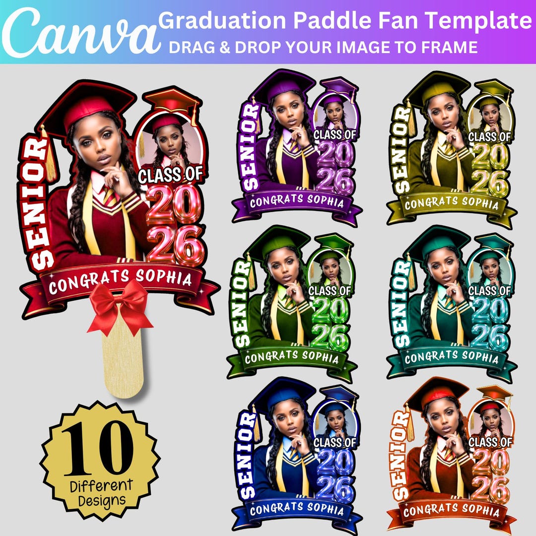 Graduation Fan Canva Editable Template, Custom Graduation Paddle Fan ...