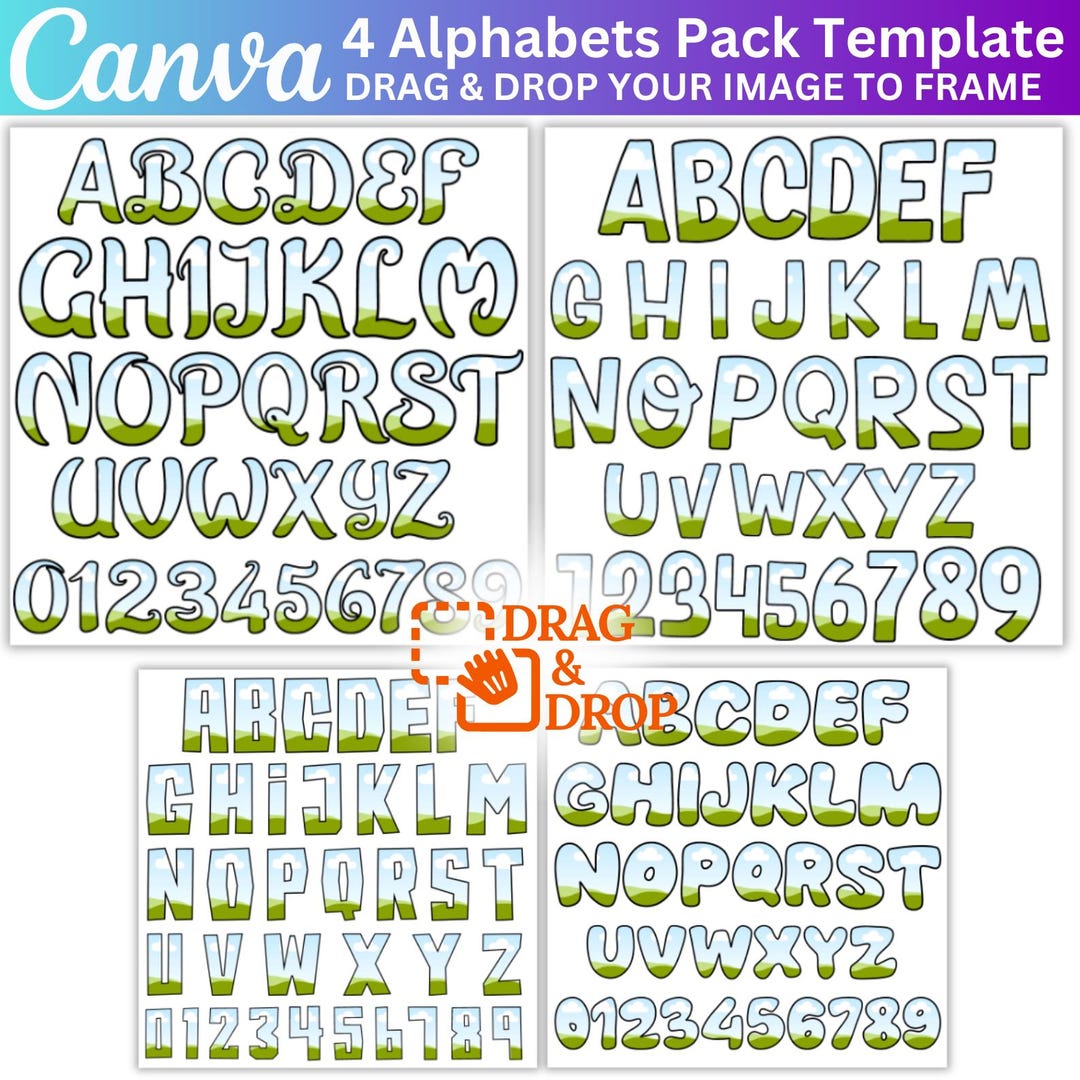Editable Canva Uppercase Letters & Number Bundle, Canva Drag and Drop ...