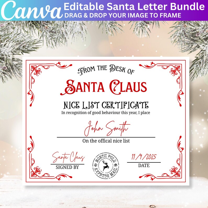 EDITABLE Letter From Santa Template, Santa Letter Set Bundle, Letter ...