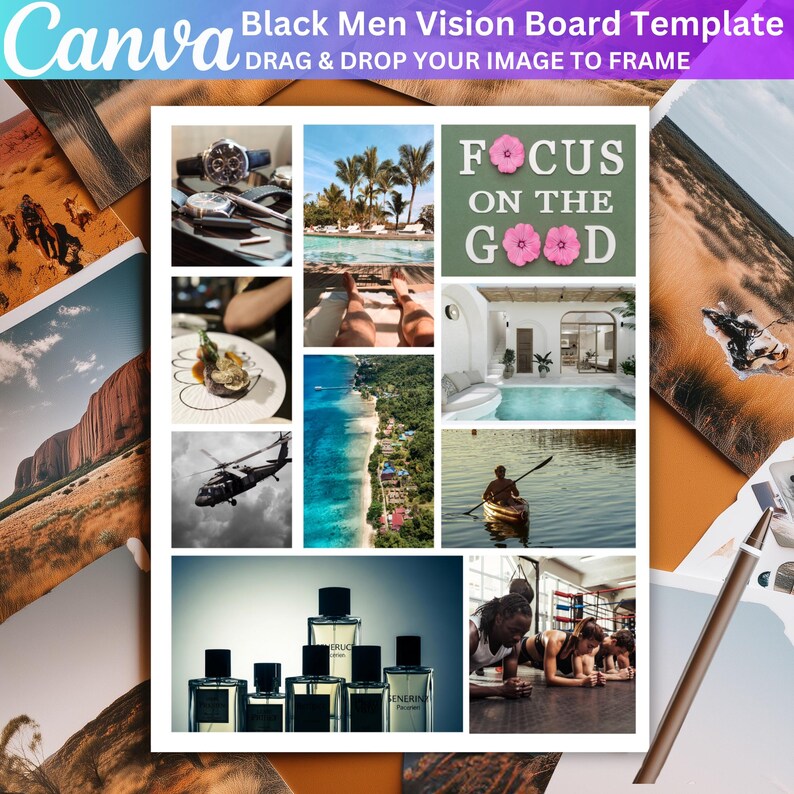 Black Men Vision Board Kit, 2026 Vision Board Collage Kit, Printable ...