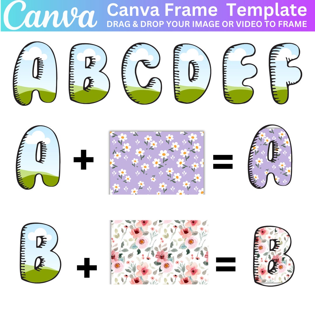 Skitch Alphabets Template, Canva Alphabet Font, Canva Frame Template ...