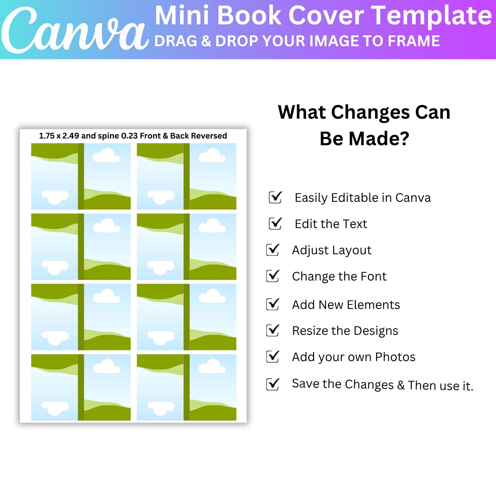 Mini Book Covers Canva Editable Template, Printable Mini Books Template ...