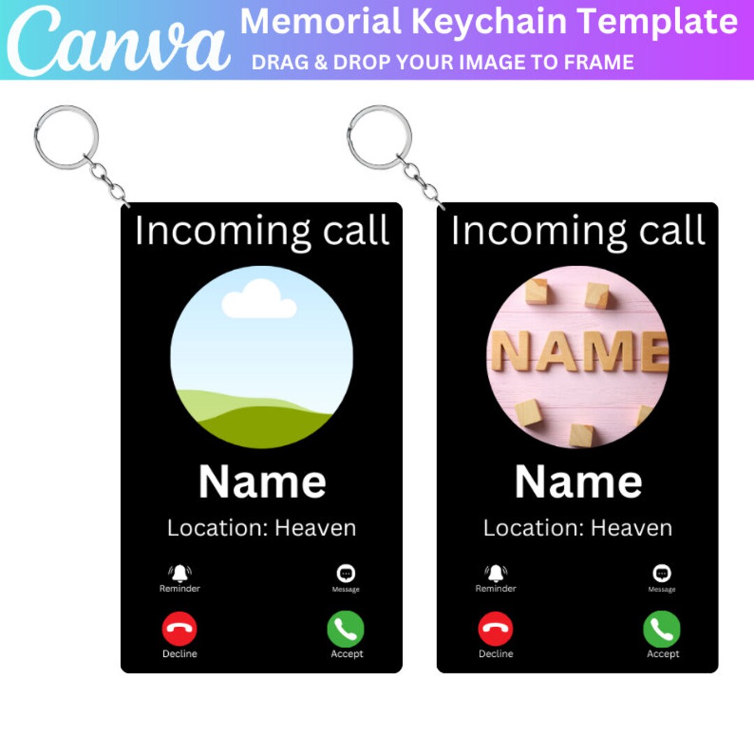 Memorial Keychain Canva Editable Template, Custom Photo Keychain ...