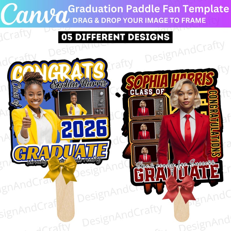 Graduation Fan Canva Editable Template, Custom Graduation Paddle Fan ...