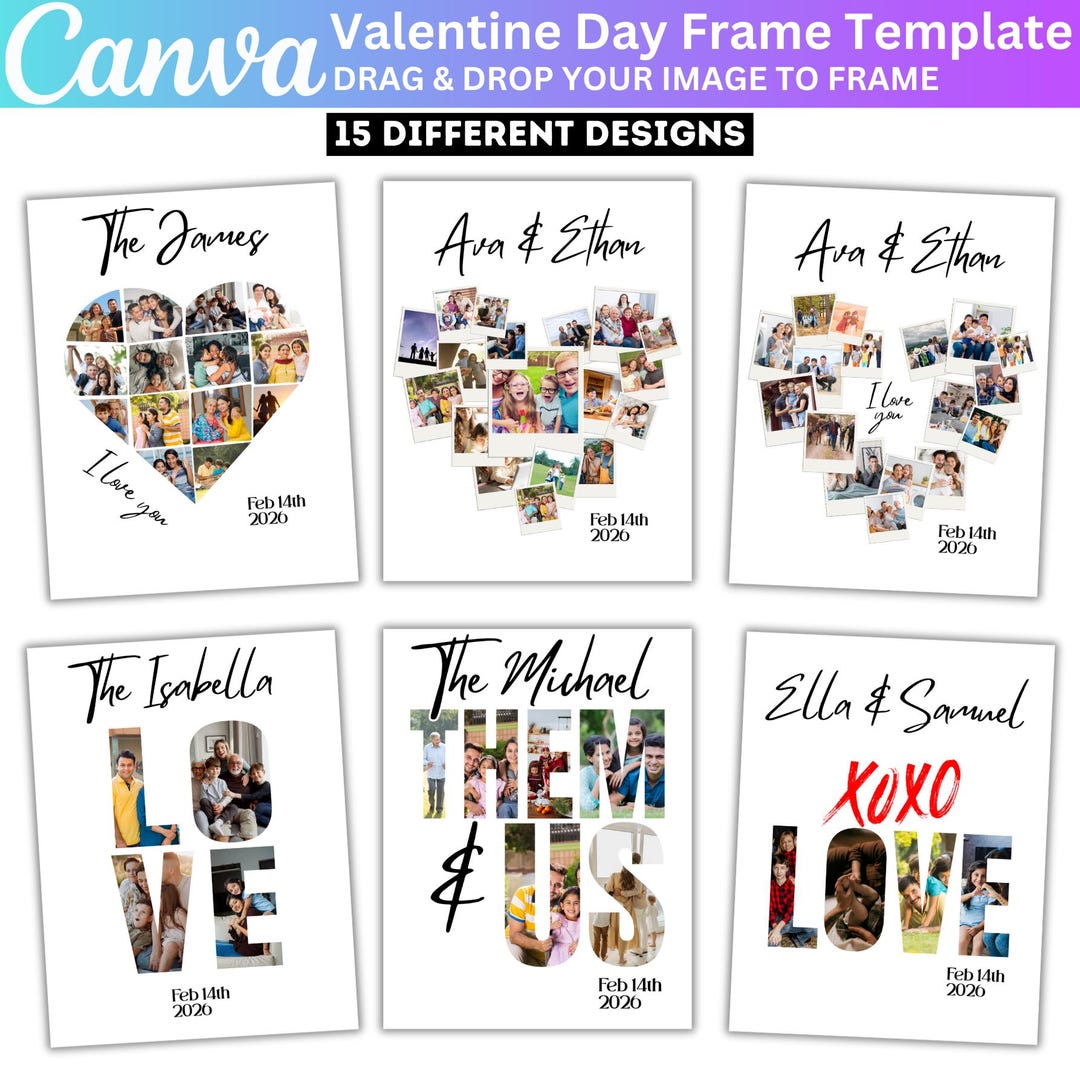 15 Valentine's Day Canva Photo Collage Bundle, Love Photo Collage ...