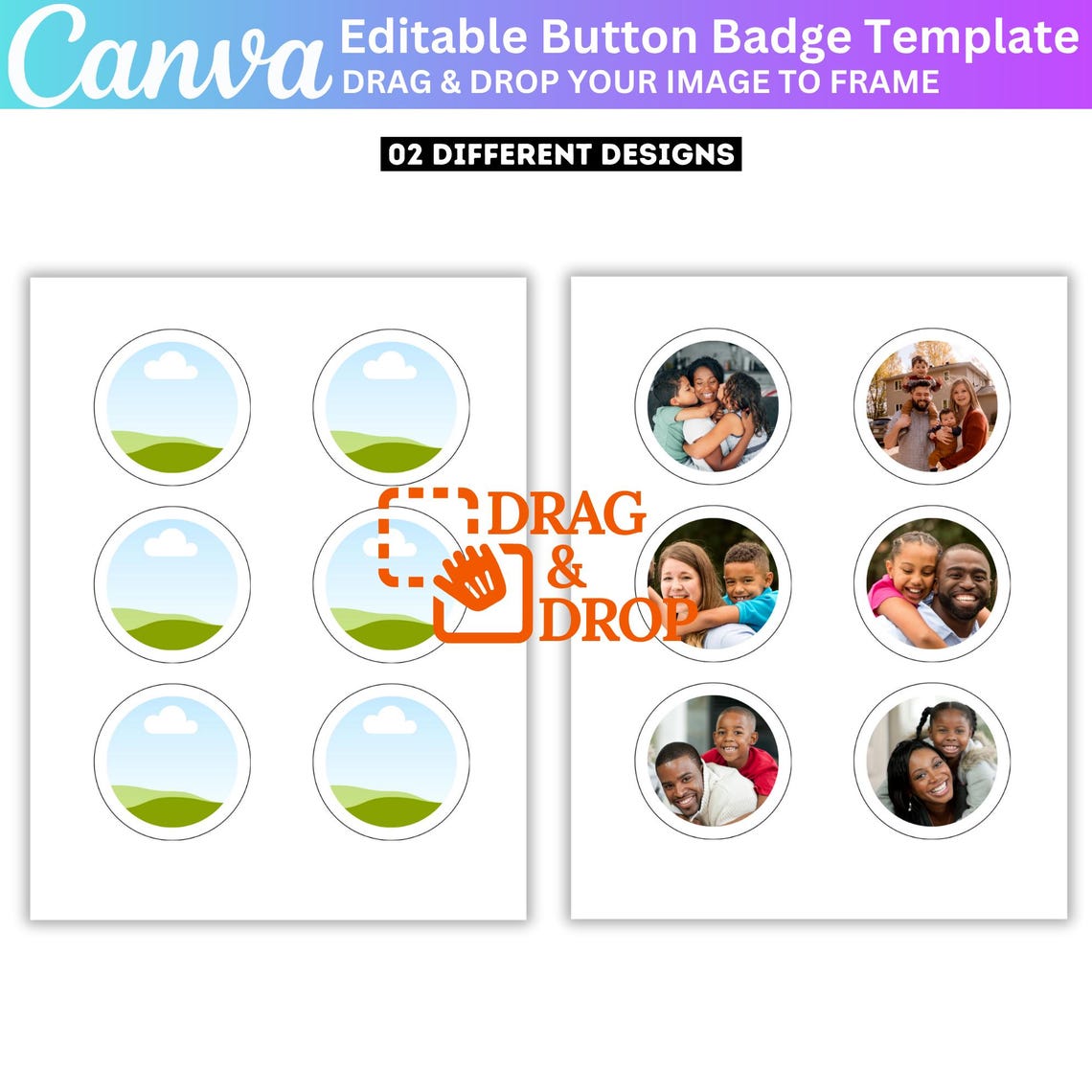 Canva Editable Button Badge Template, Blank Pin Button Canva Drag and ...