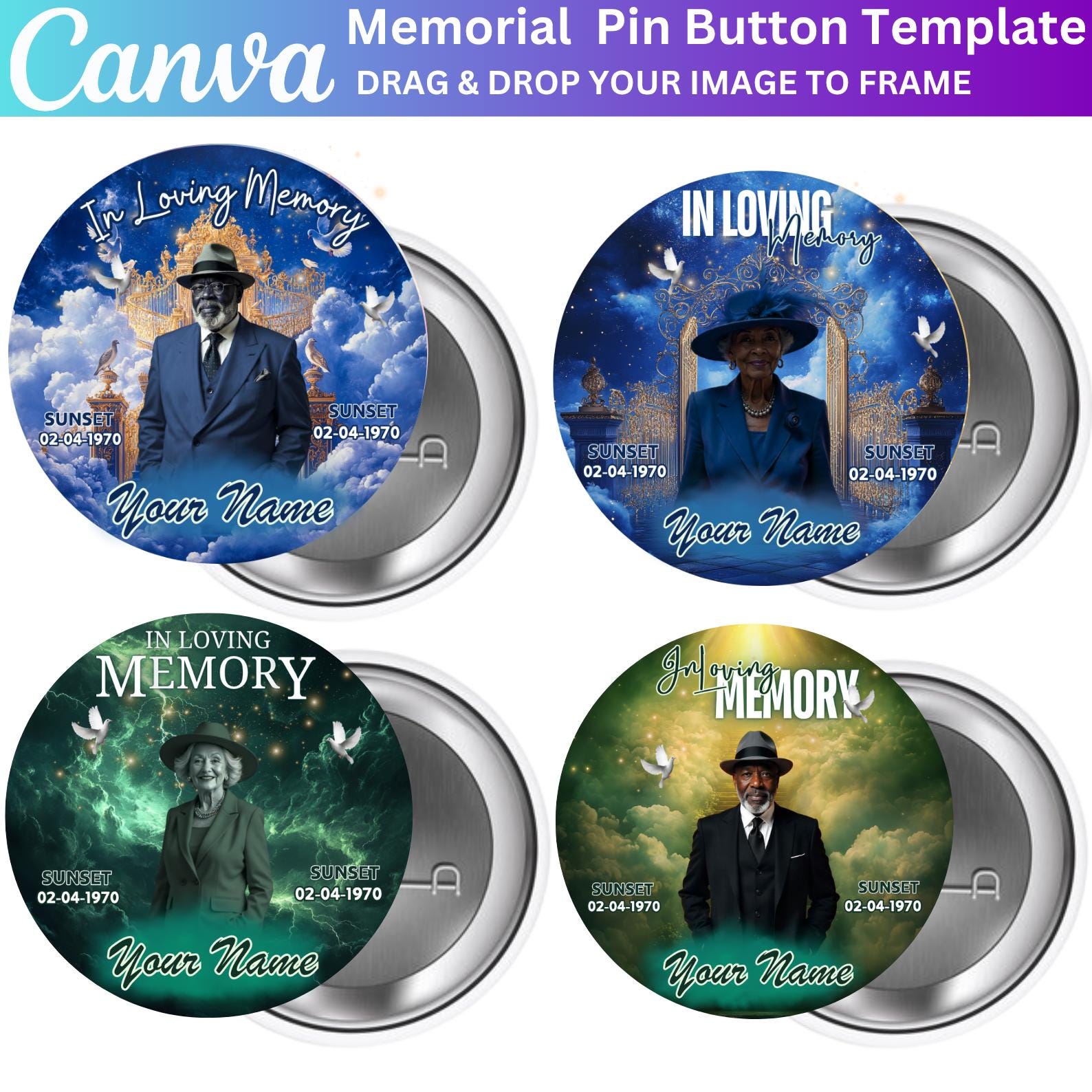 In Loving Memory Pin Button Mega Bundle Templates, Memorial Pin Button ...