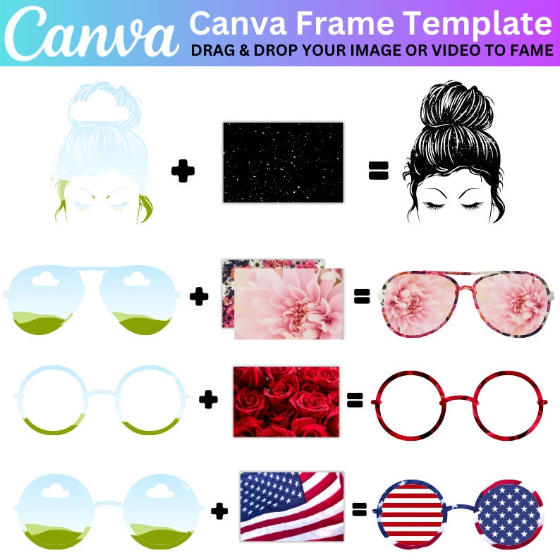Messy Bun Canva Frames, Messy Bun Canva Template, Canva Template ...