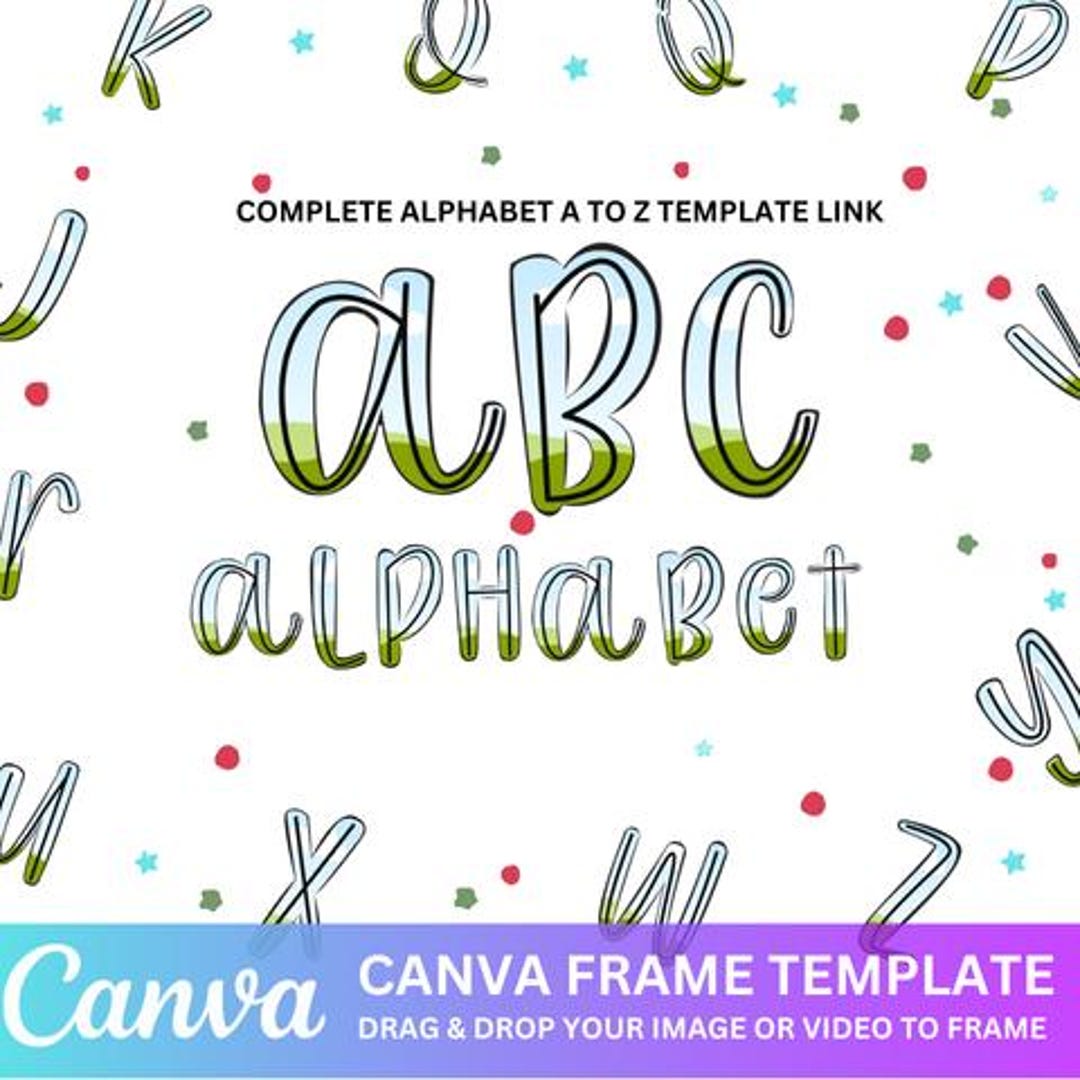 Canva Editable Alphabet Letters Template, Fillable Canva Frame, Block ...
