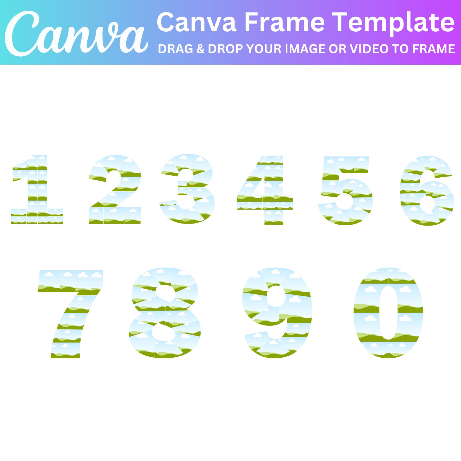 Canva Photo Collage Letters & Numbers Template, Canva Frames Bundle, A-Z Birthday, Memorial ...