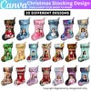 Black Plaid Christmas Stocking Size Chart, Christmas Stocking Care Card ...