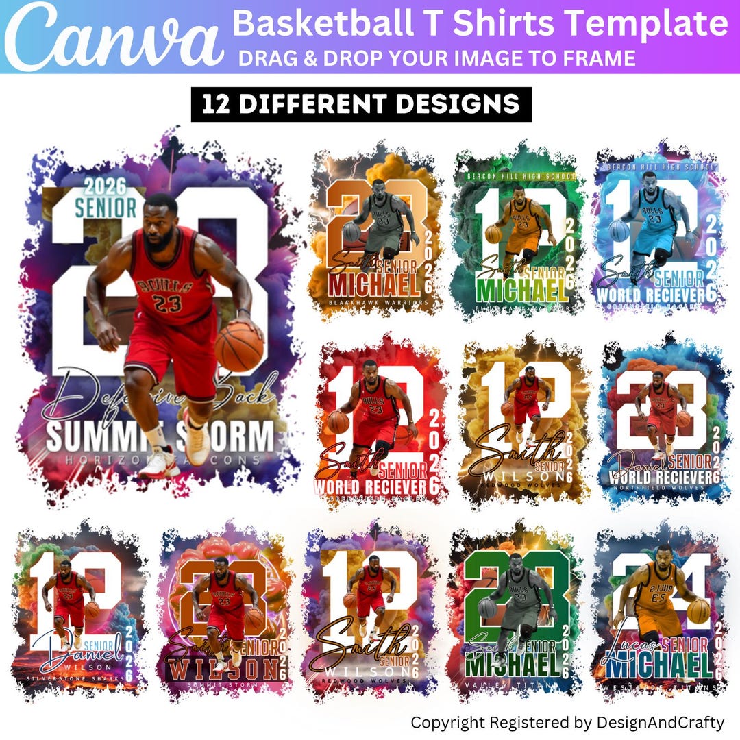 12 Basketball T Shirt Canva Editable Template, Basketball Senior Night ...