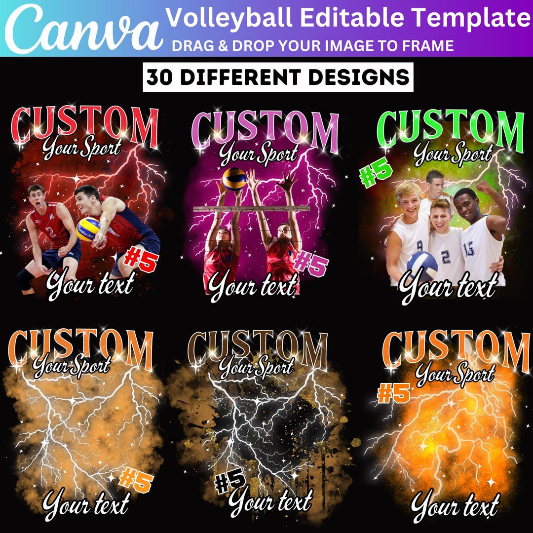 30 Volleyball Canva Editable Template Bundle, Custom Sublimation Design ...