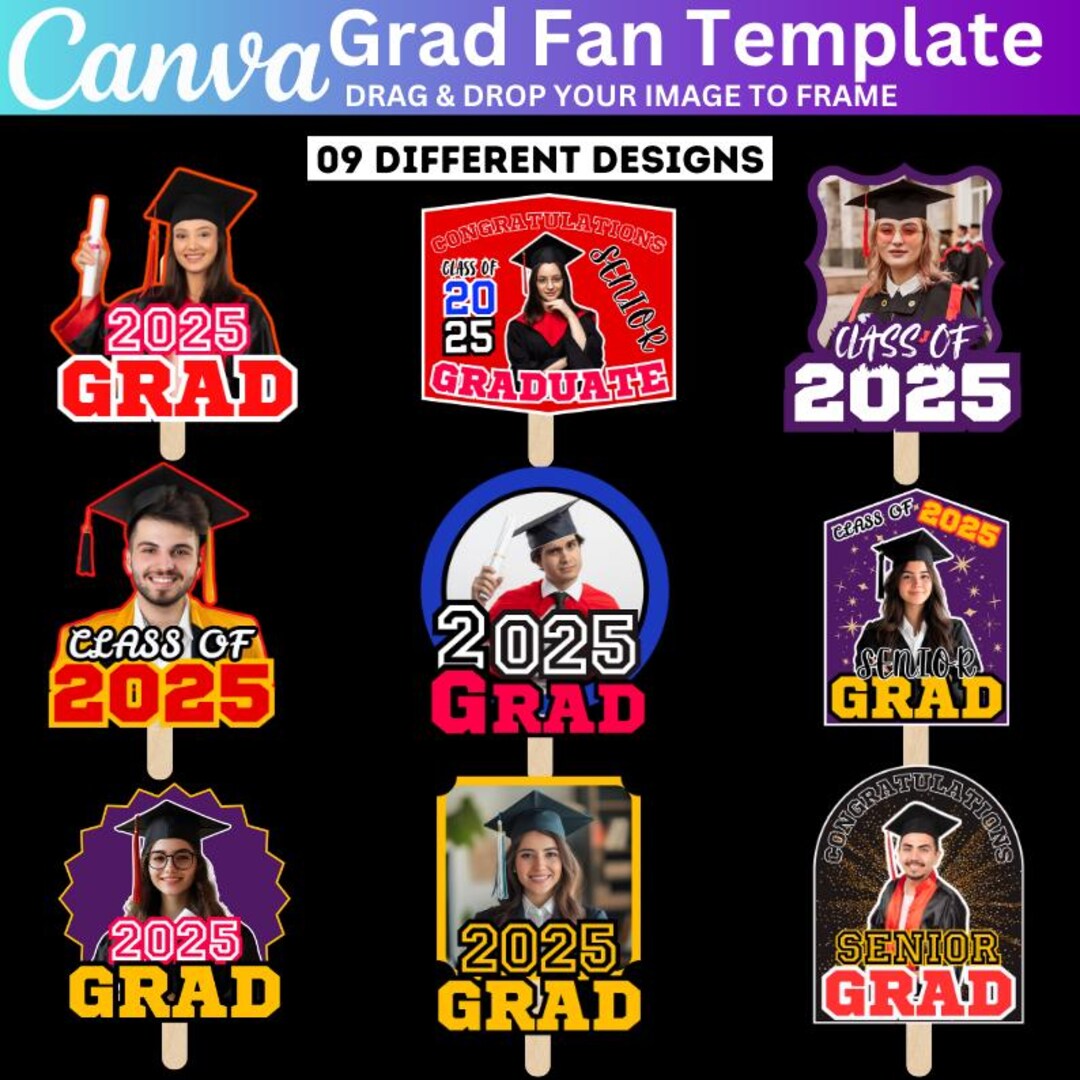 09 Graduation Fan Canva Editable Template, Graduation Paddle 2025 ...