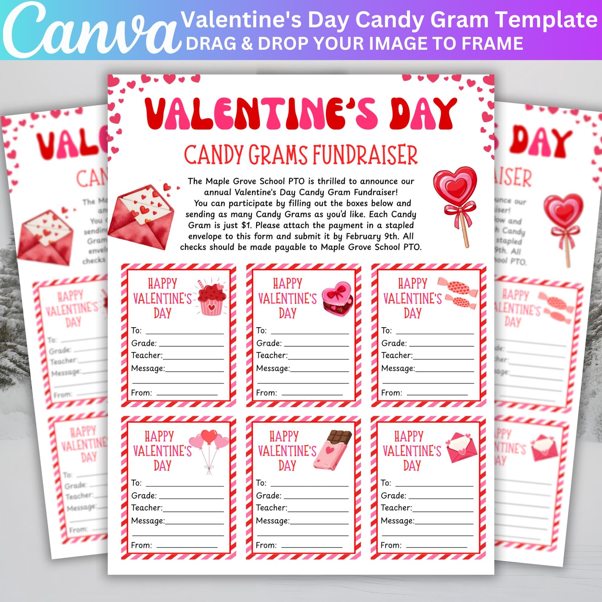 Editable Valentine's Day Fundraiser Flyer, Valentine's Day Candy Gram ...