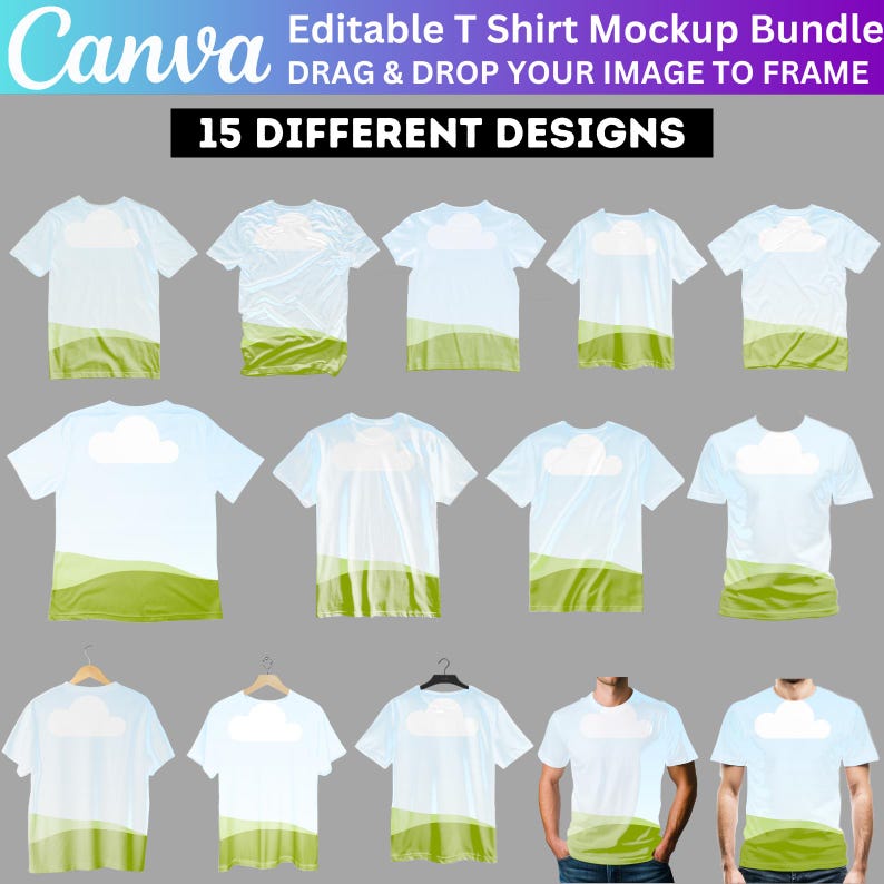 Make Your Own T Shirt Mockups, T-shirt Mockup Canva Frames Bundle ...