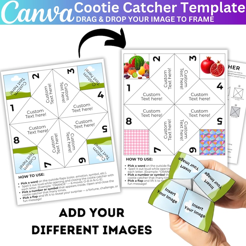 Cootie Catcher Template, Canva Editable Fortune Teller Design, DIY ...