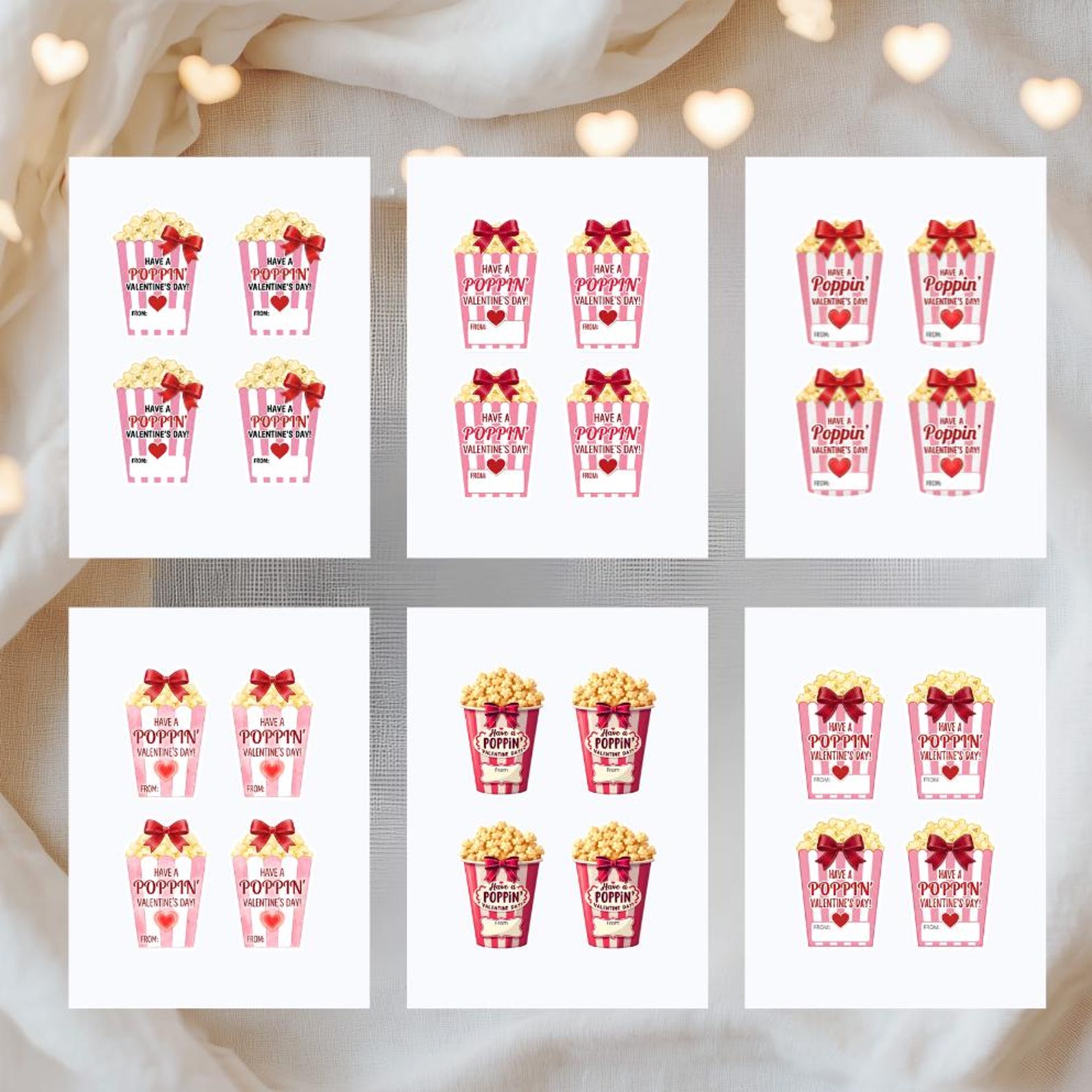 08 Printable Popcorn Valentine Labels, Classroom Valentines Treat Tags ...