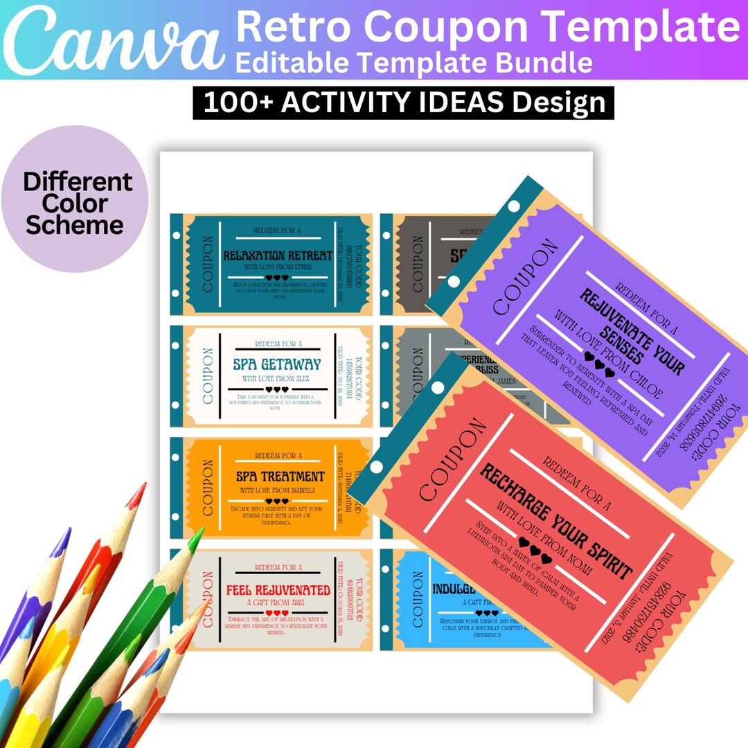 Retro Coupon Canva Editable Book Template, Retro Coupon Template, Canva ...
