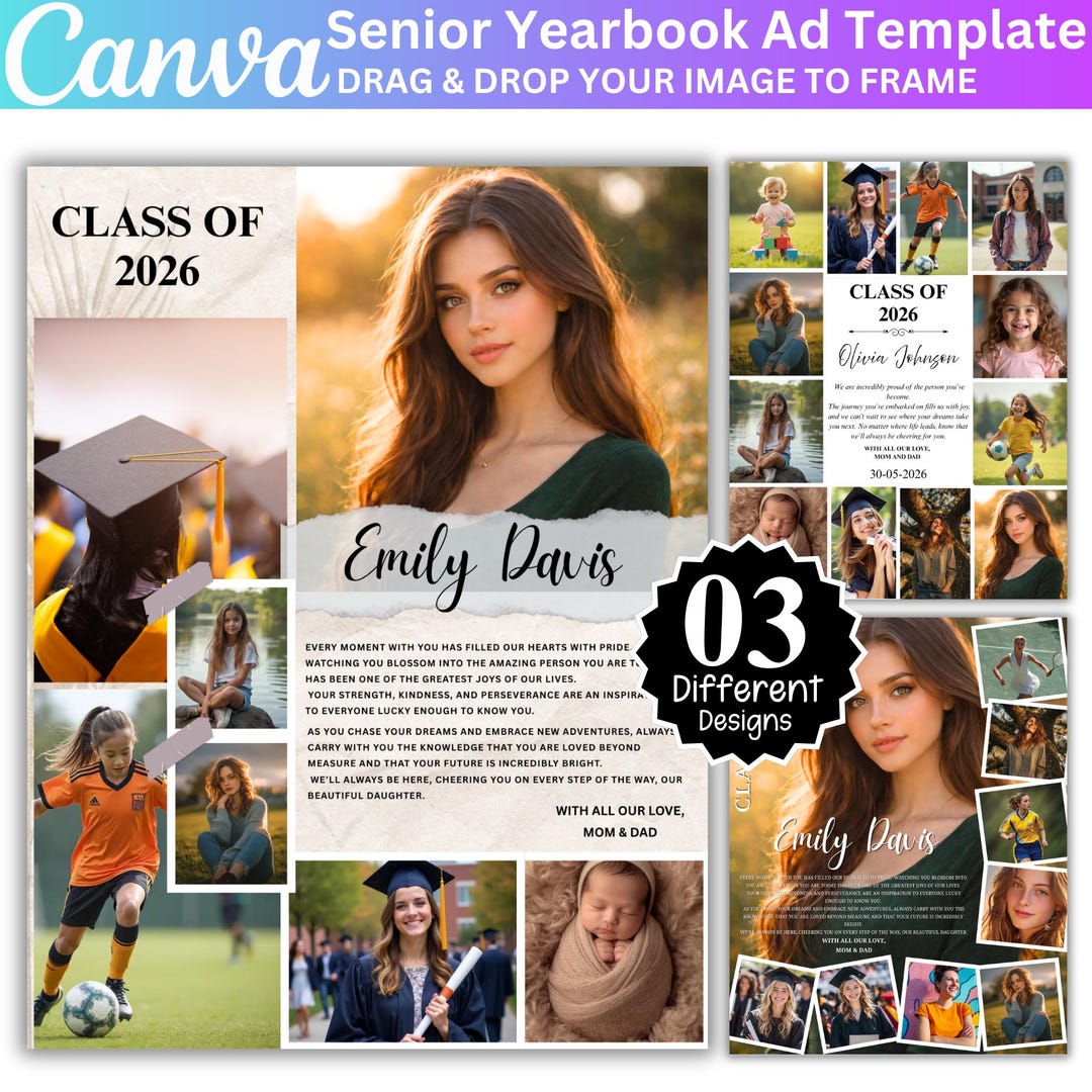 Full Page Senior Yearbook Ad Template, Canva Editable Grad Ad, Class of ...
