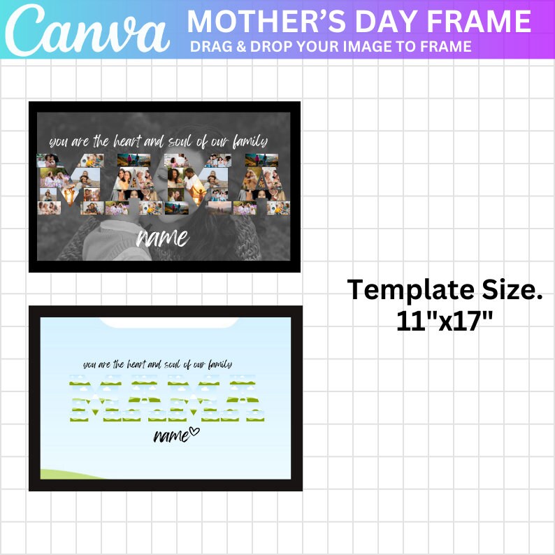 Mama Photo Collage, Mommy Canva Frame Template, Mother Day Gift, Mom ...