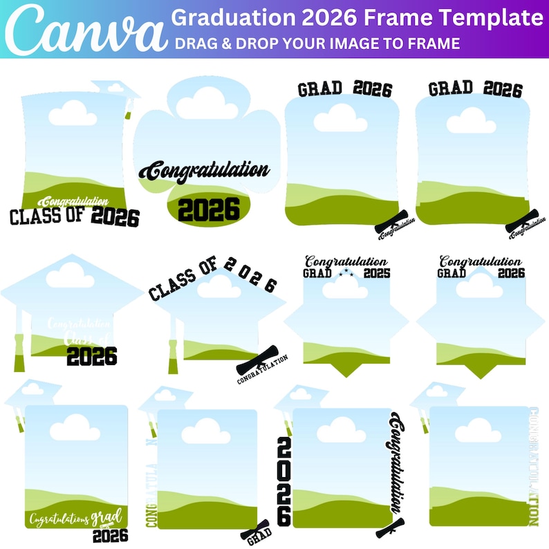 32 Graduation Fan Paddle 2026 Template Bundle, Canva Editable Grad ...