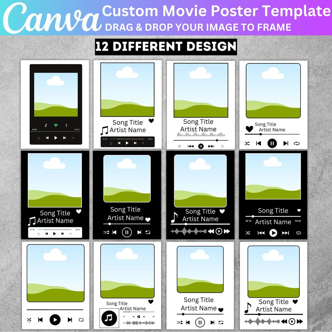 Music Player Canva Editable Frame Template, Personalized Canva Photo ...
