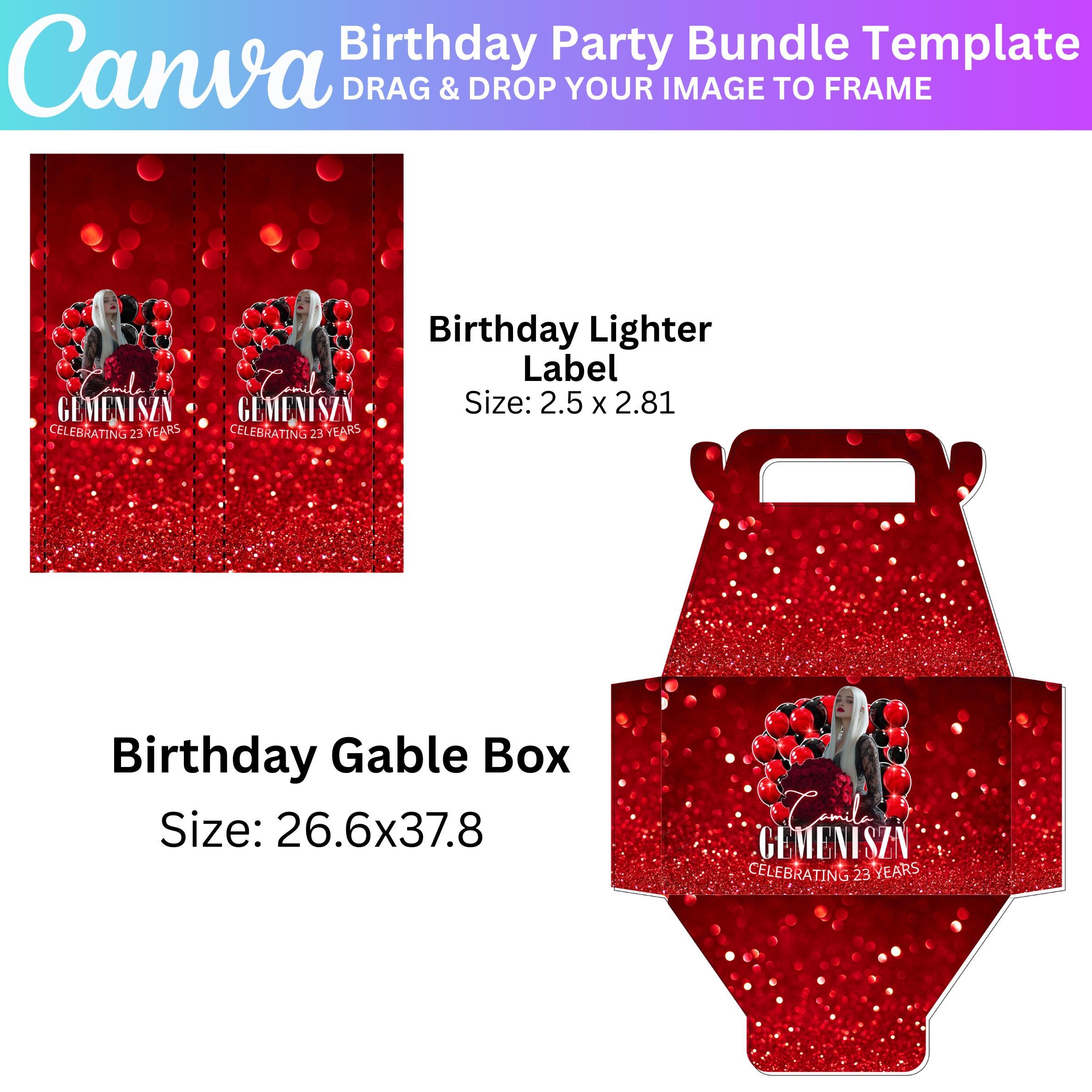 Red Birthday Girl Party Pack Bundle, Birthday Party Favor Designs ...