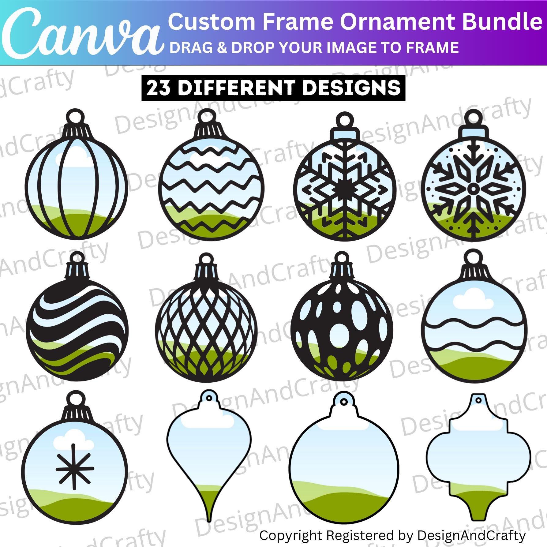 20+ Christmas Photo Ornament Template Bundle, Canva Editable Christmas ...