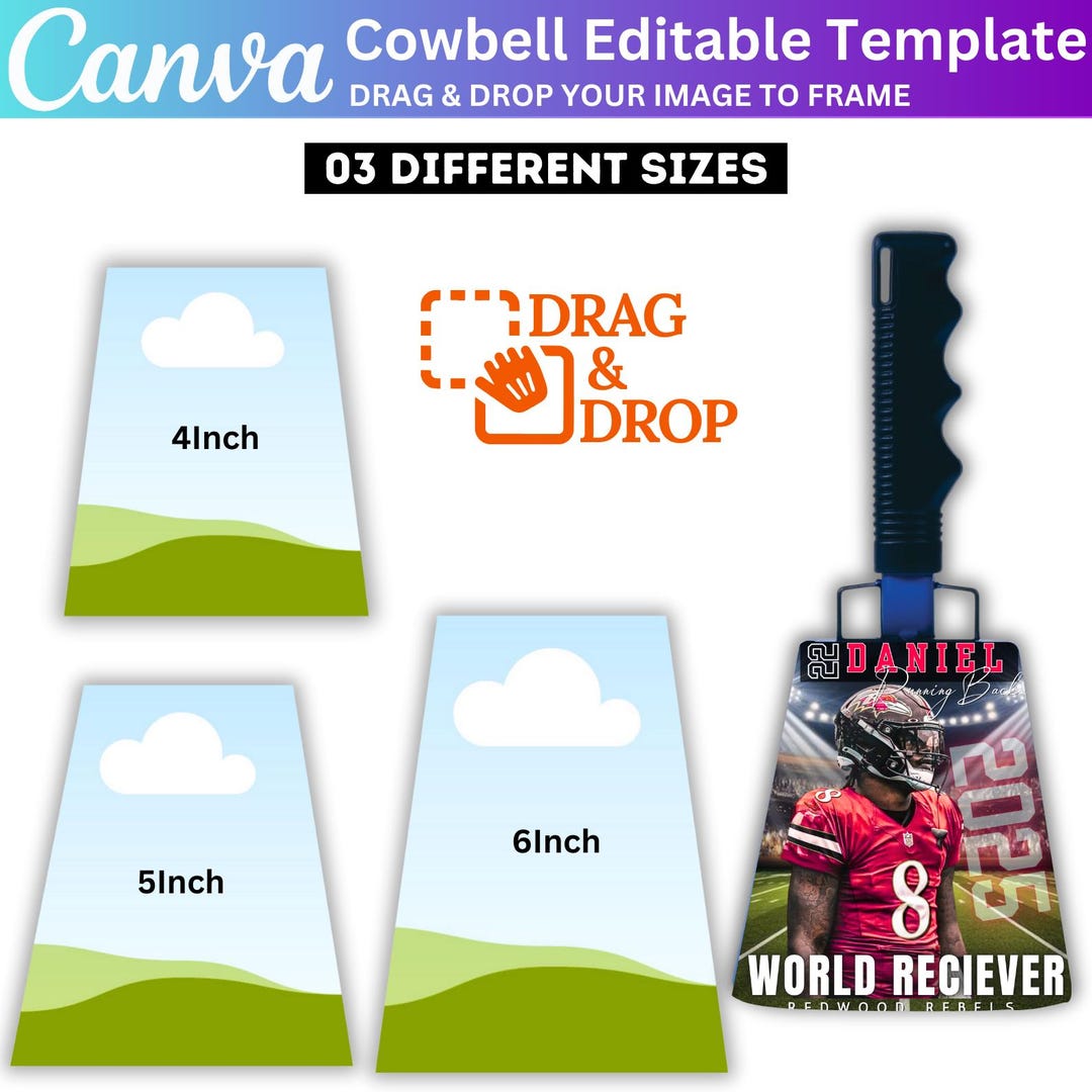 Cowbell Canva Template, Editable Cowbell Template, Custom Cowbell Drag ...