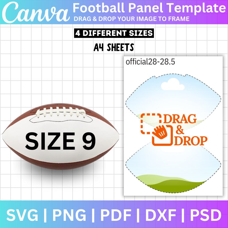 Football Panel Template Svg Bundle, Canva Editable, Football Ball ...