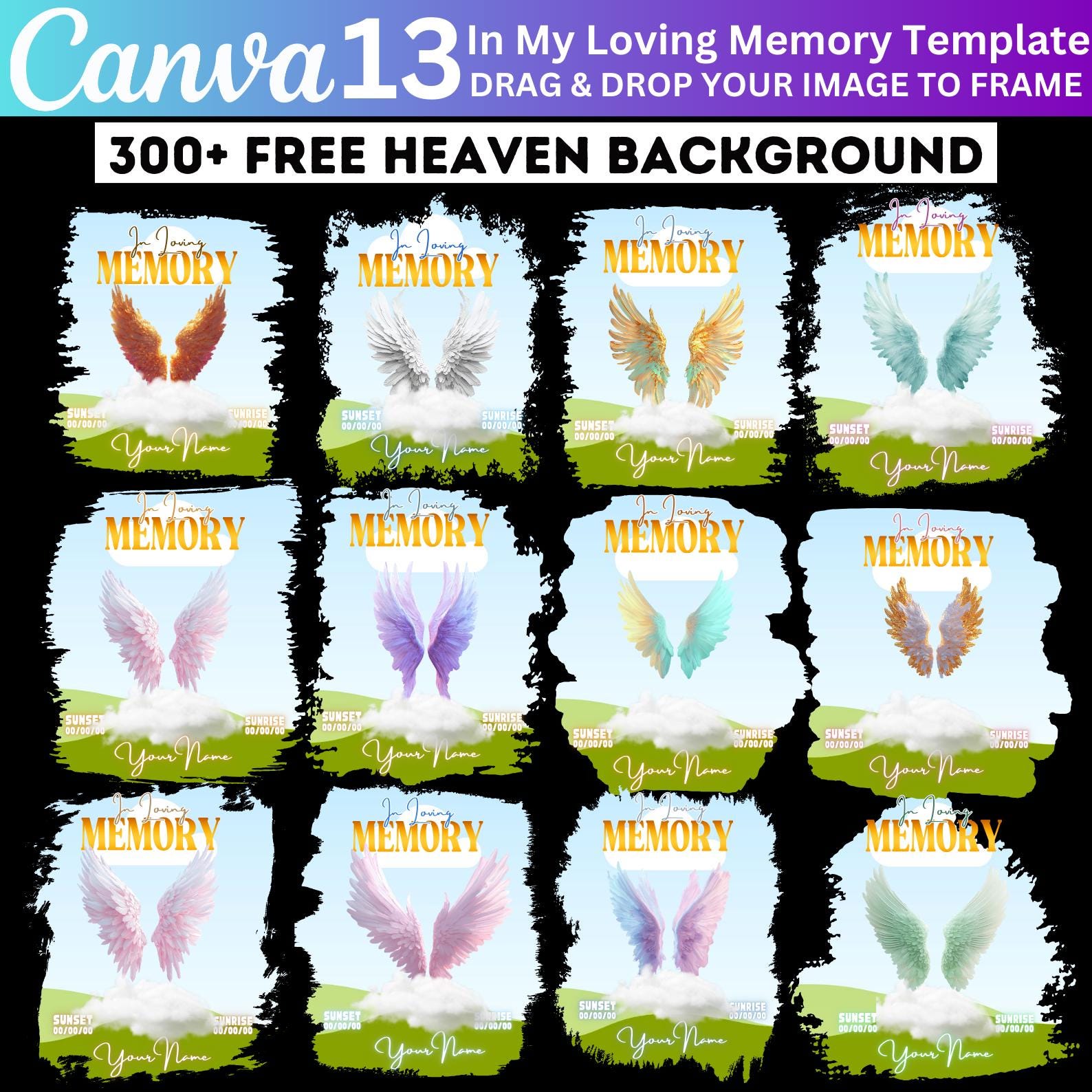 13 in Loving Memory Design Canva Editable Bundle, Memorial Design ...