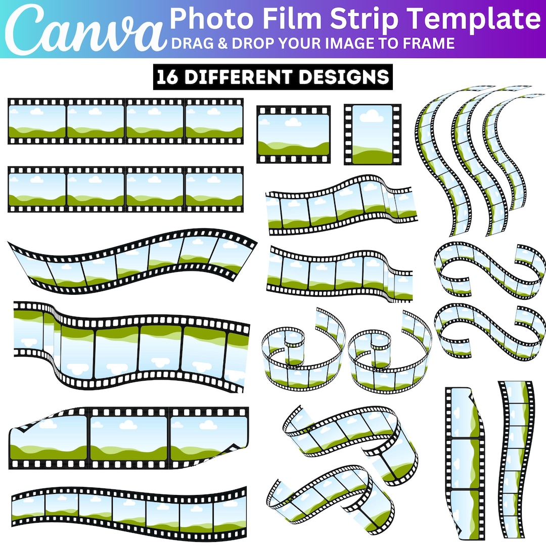 Photo Film Strip Canva Template, Editable Photo Film Strip Frame ...