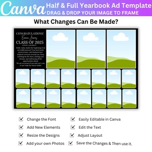 Full and Half Page Yearbook Ad Canva Editable Template, Senior Yearbook ...