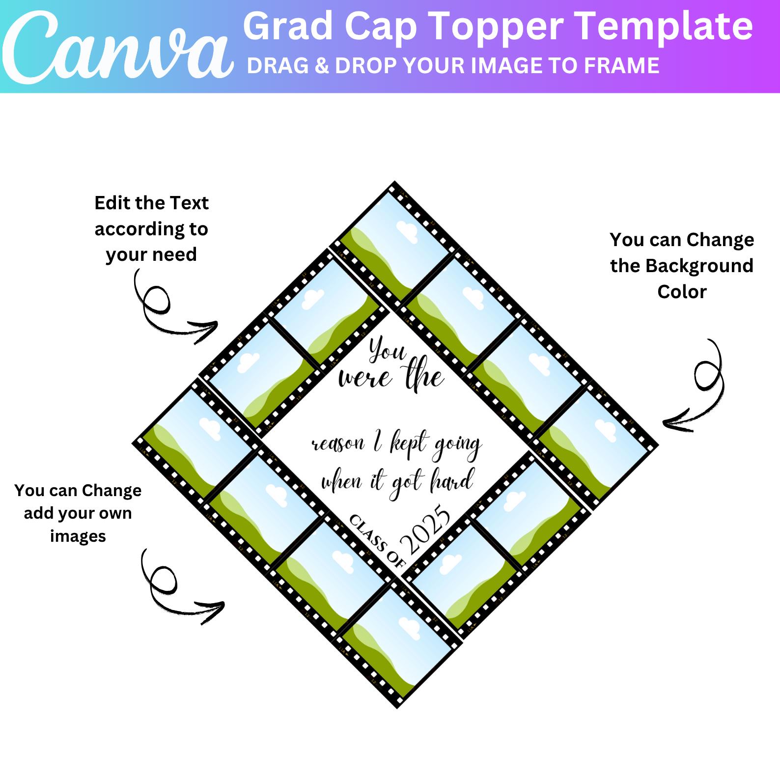 Custom Photo Graduation Topper Canva Editable Template, Graduation Cap ...