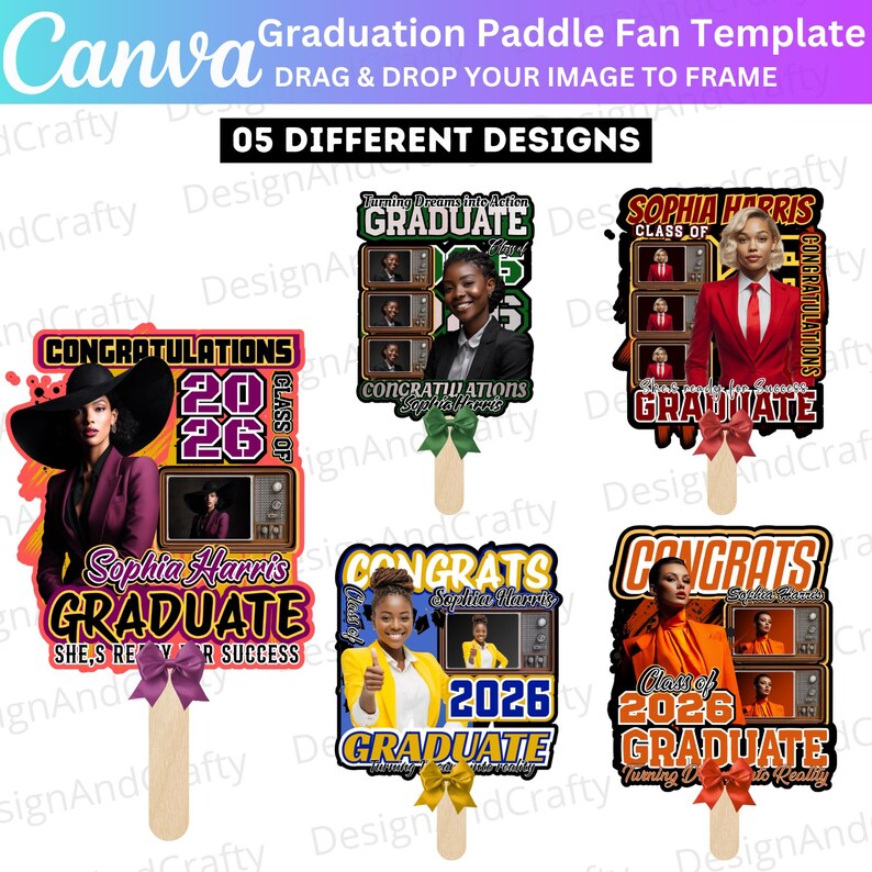 Graduation Fan Canva Editable Template, Custom Graduation Paddle Fan ...