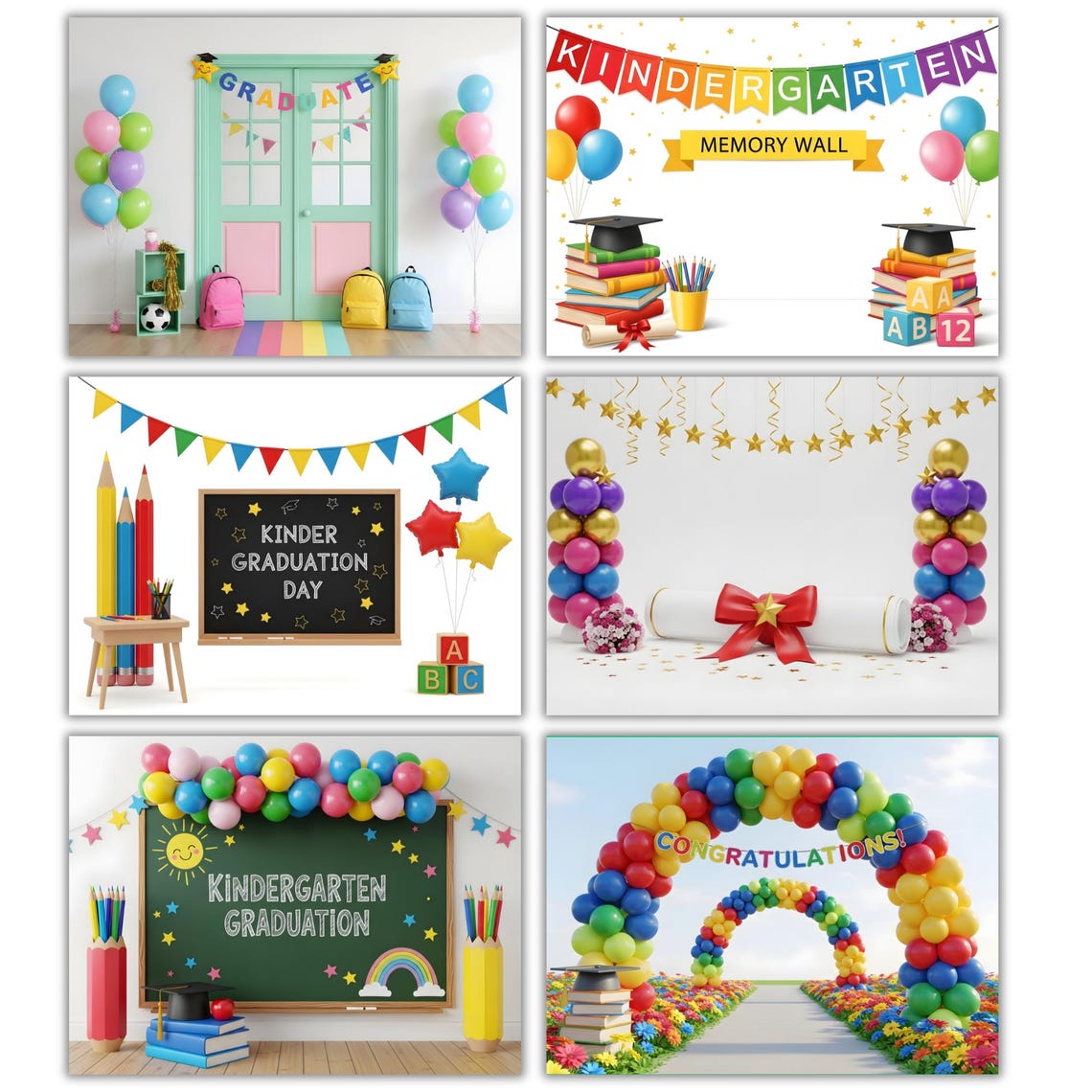 Preschool Graduation Backdrop Chalkboard Bundle, Class of 2026 Photo ...