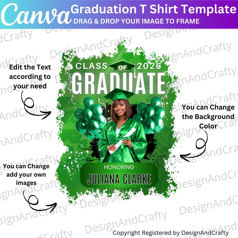 10 Graduation 2026 T Shirt Template, Senior Graduation Canva Editable ...