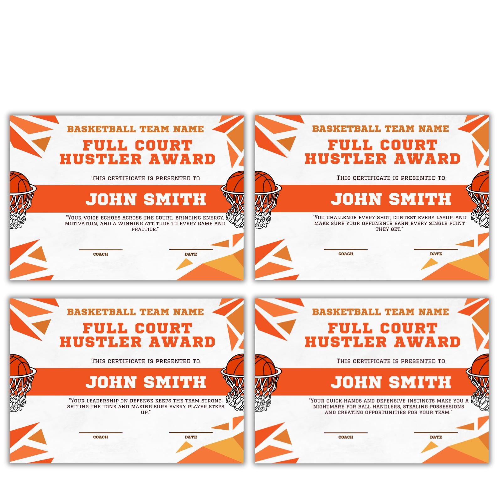 Basketball Awards Printable Canva Editable Template, End of Season ...