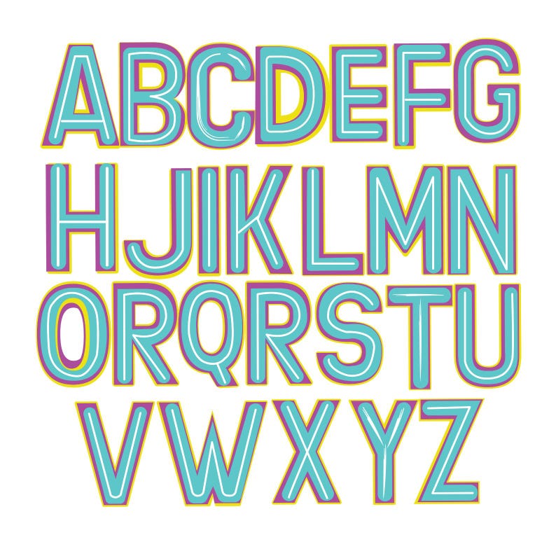 Bright Funky Colorful Alphabet PNG Bundle, 5 Alpha Sets, Bright Color ...