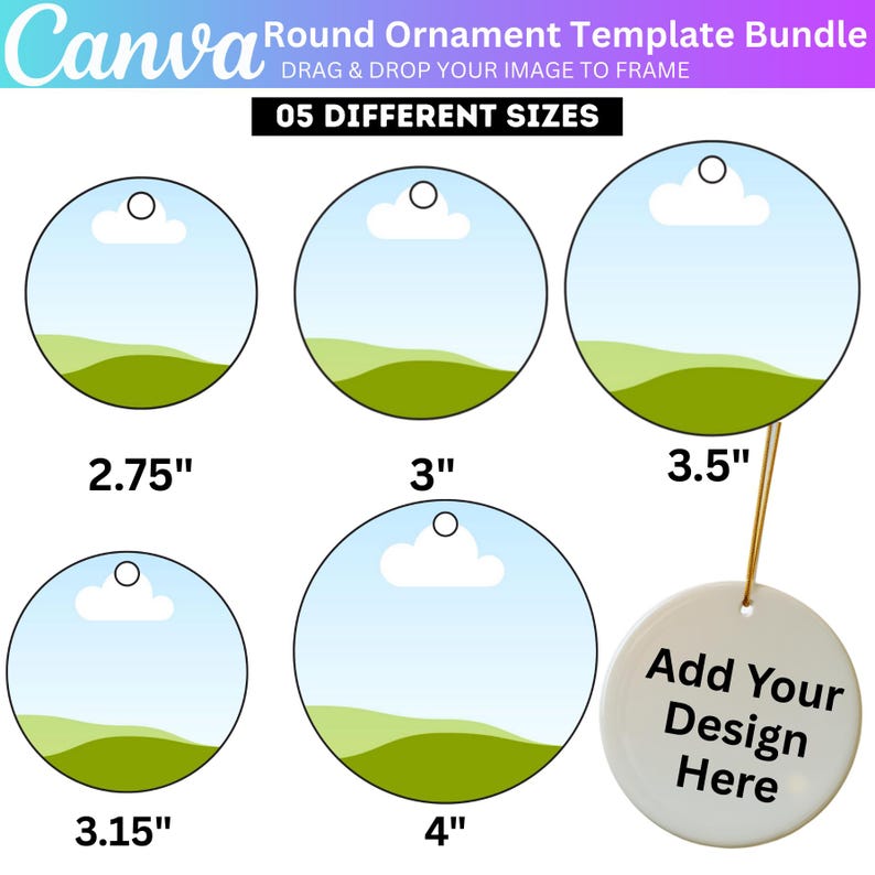 Round Ornament Canva Editable Template, Christmas Ornaments Circle ...