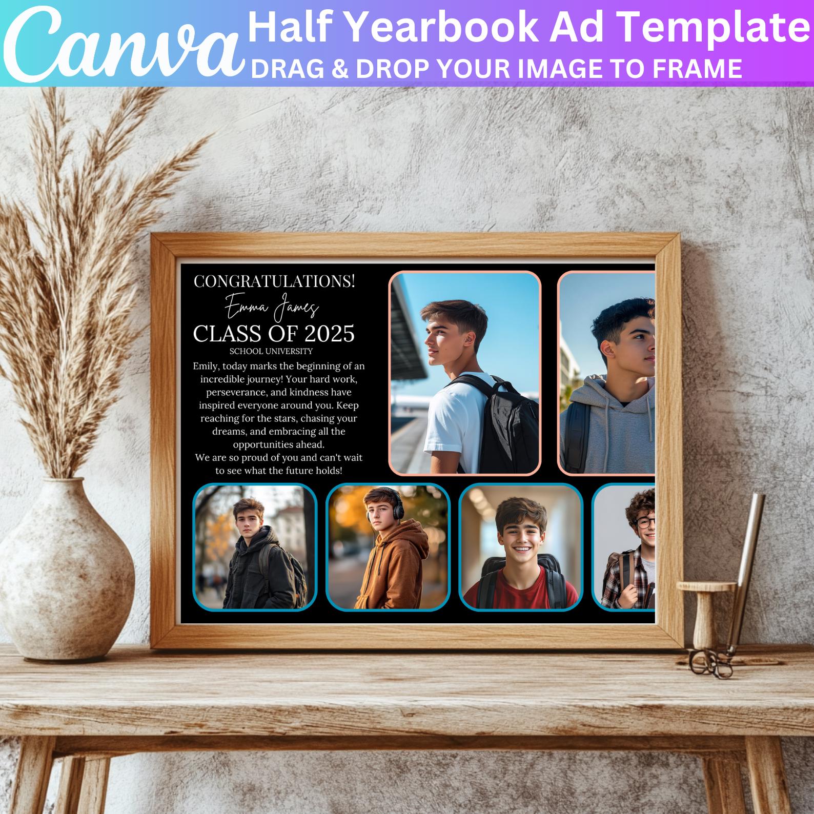 Half Page Yearbook Ad Canva Editable Template, Senior Yearbook Ad ...