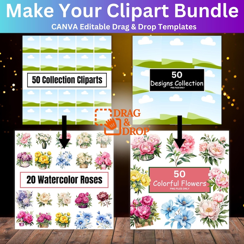 25 Etsy Clipart Mockup Bundle, Canva Editable Mockups, Digital Product ...