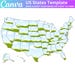 USA Map Editable by State - Etsy
