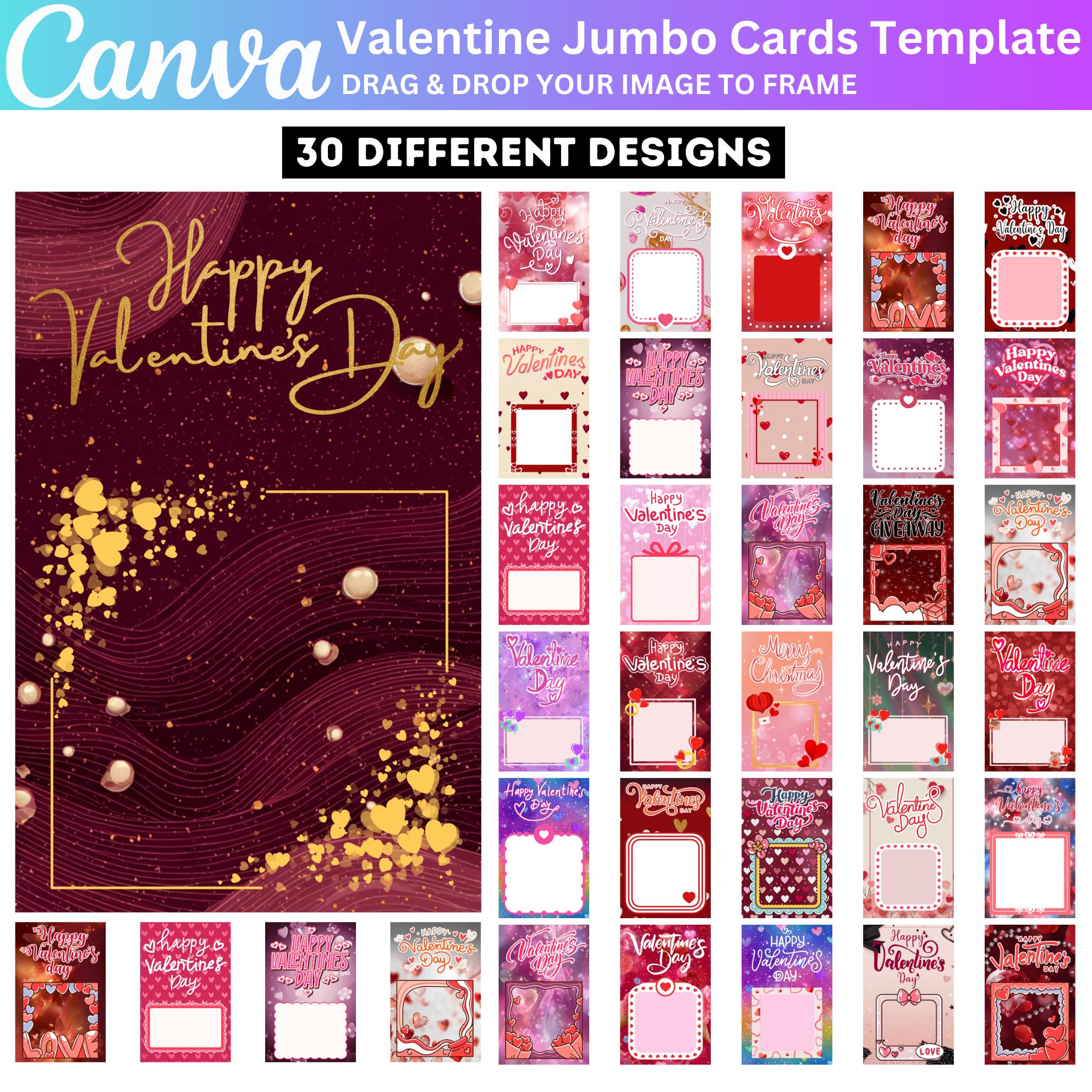 170+ Valentine Jumbo Cards Mega Bundle, Canva Editable Valentine Jumbo ...
