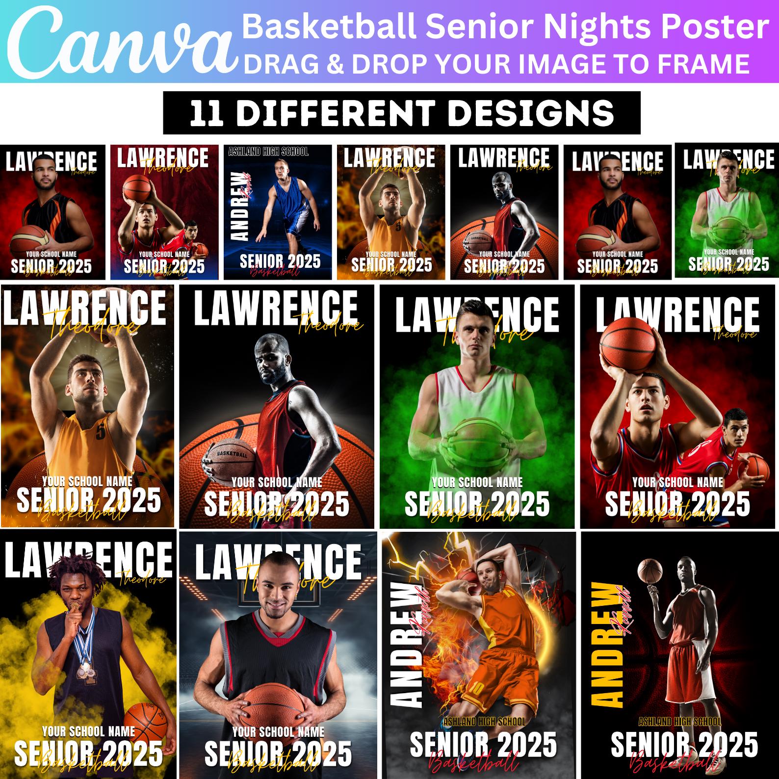 Basketball Senior Night Poster Canva Editable Template, Basketball ...