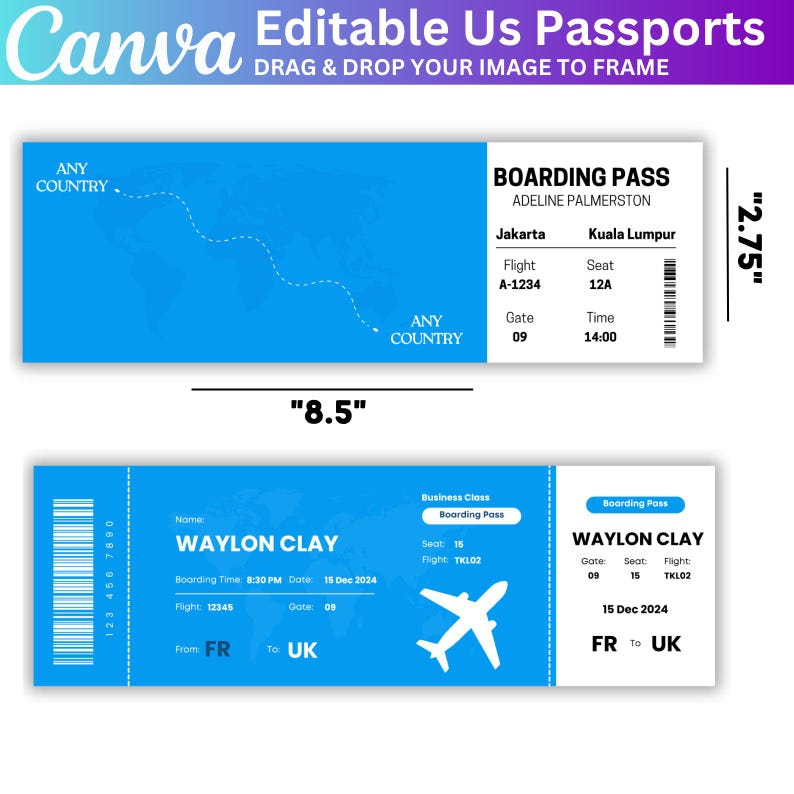Canva Editable US Passports for Kids Template, Passport, Playing Travel ...