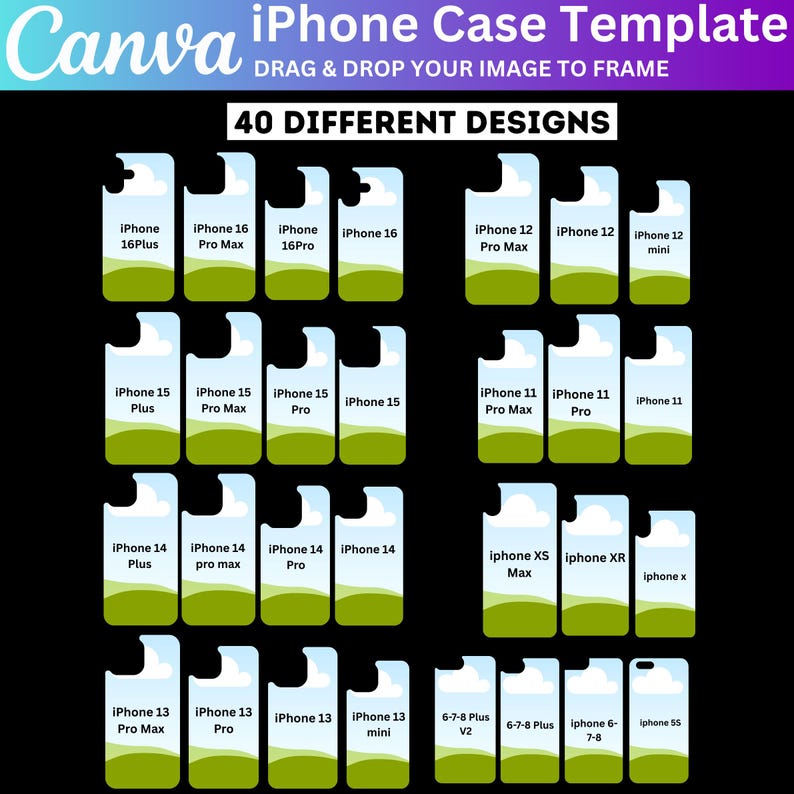 IPhone Case Template Bundle, Canva Editable Drag and Drop 17 iPhone ...