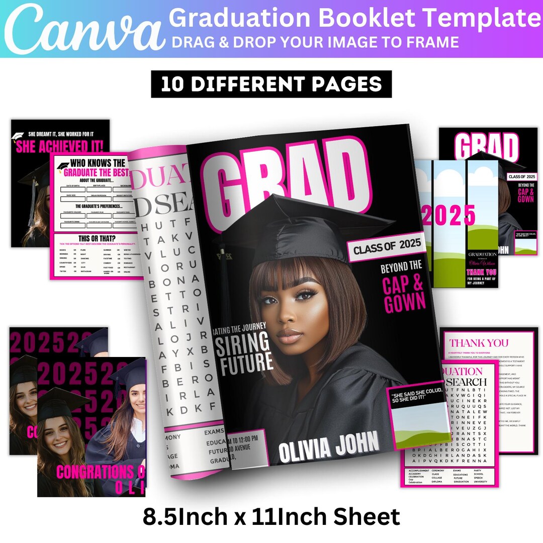 Graduation Activity Booklet Editable Canva Template, Printable Word ...