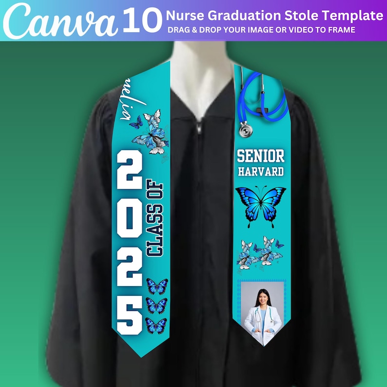 10 Nurse Graduation Stole Sash, Graduation Stole Canva Editable ...